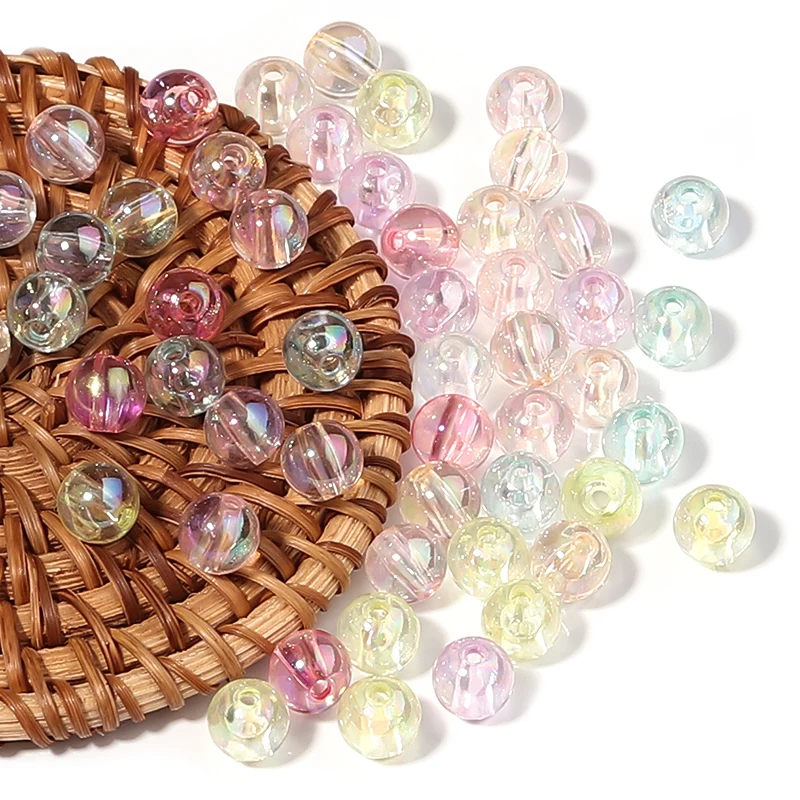 100Pcs-Lot-6-10mm-Color-Plated-Acrylic-Beads-Transparent-Spacer-Loose ...