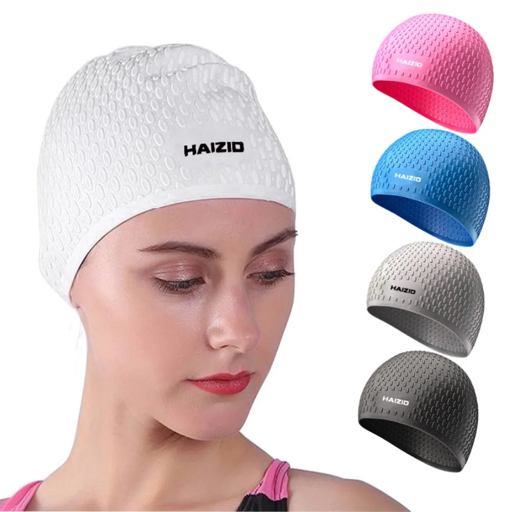 Free Size Swimming Caps For Men Women Elastic Silicone Ear Protection ...