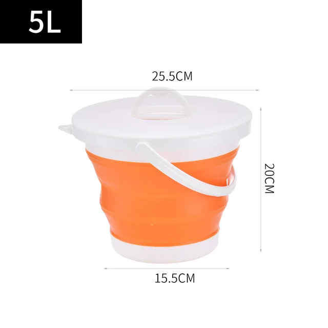 15L/10L/5L Collapsible Bucket Portable Folding Bucket Lid Silicone Car ...