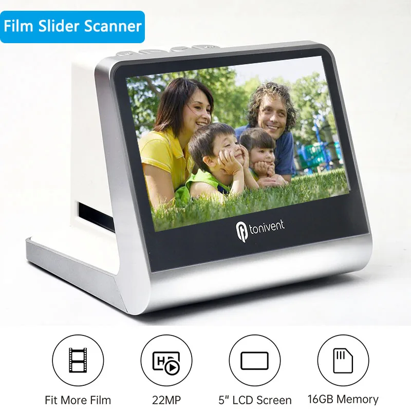 Film and Slide Scanner with 5'' LCD Screen 16GB storage Foldable ...