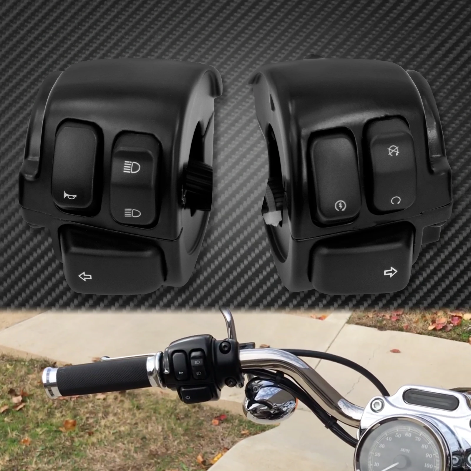 Mortorcycle-1-Handlebar-Turn-Signal-Control-Switch-With-Wiring-Harness ...