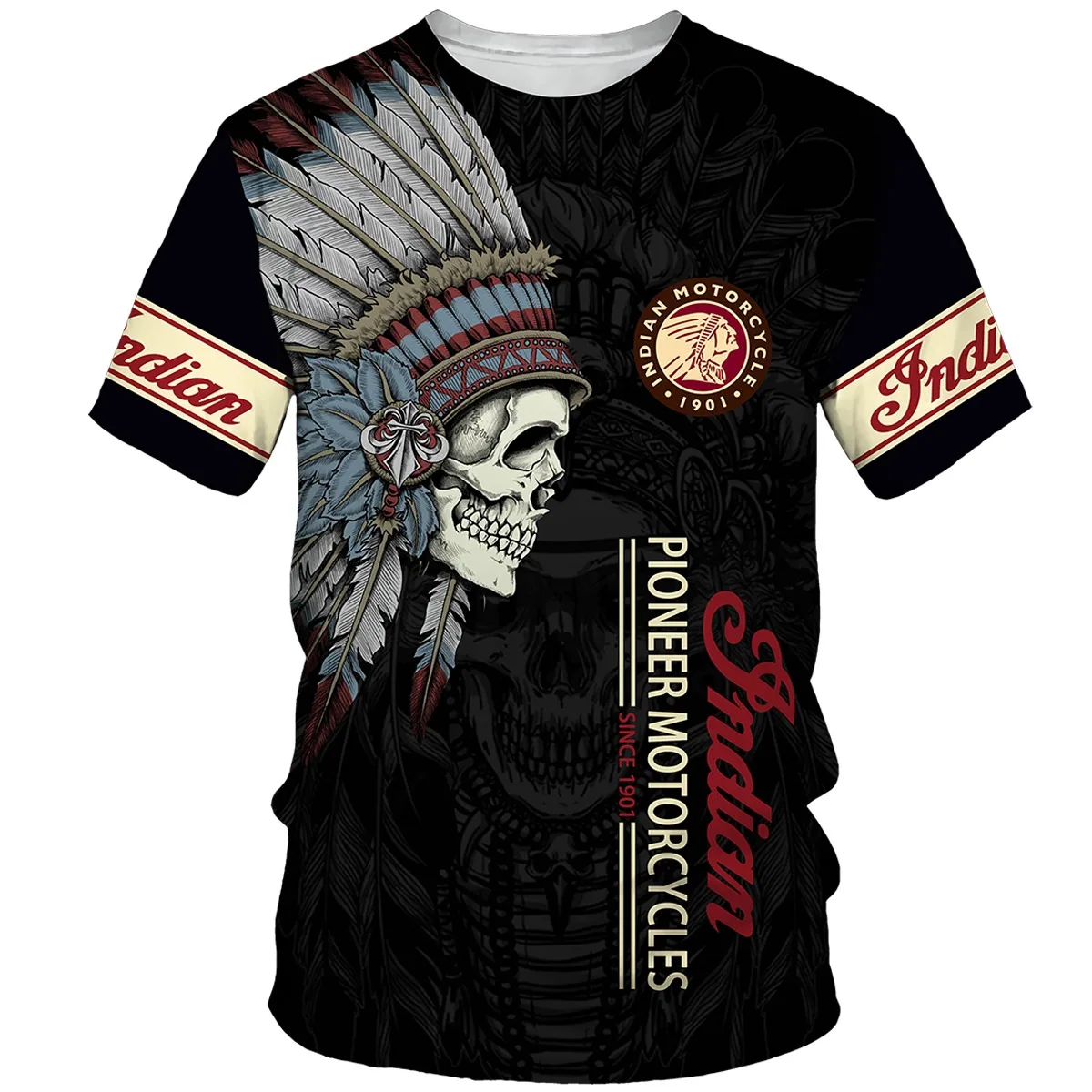 T Shirts Indian Motorcycle Racing 3D Print TShirt 여름 컴포트 남성 반팔 대형 티셔츠 ...