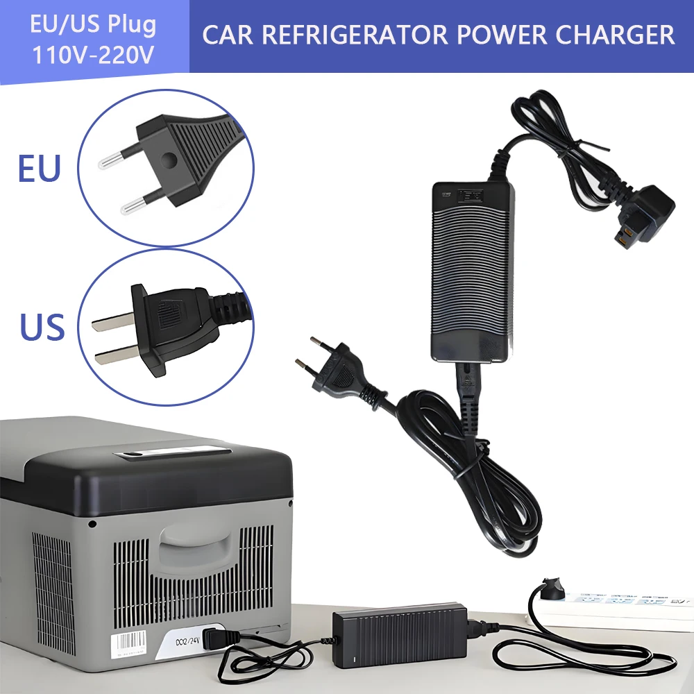 AC/DC 100-240V 12V/24V Universal Car Refrigerator Power Line EU/US Plug ...