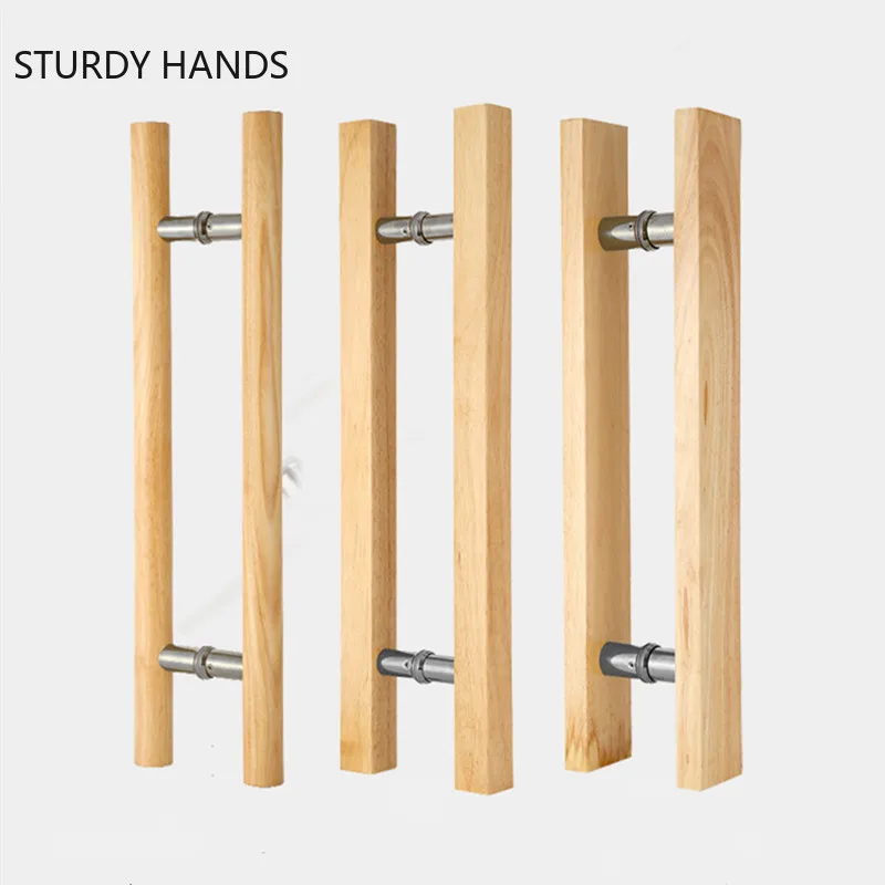1set Glass Door Solid Wood Handles Bathroom Large Door Handle Indoor ...