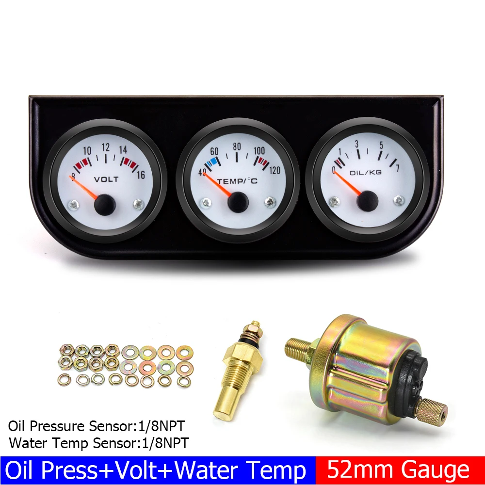 3in1-Car-Meter-Oil-Pressure-Gauge-VOLT-Water-Temperature-Gauge-With ...
