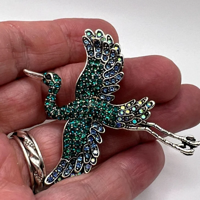 Heron Brooch Crane Bird Brooches Women Alloy Sparking Animal Party ...