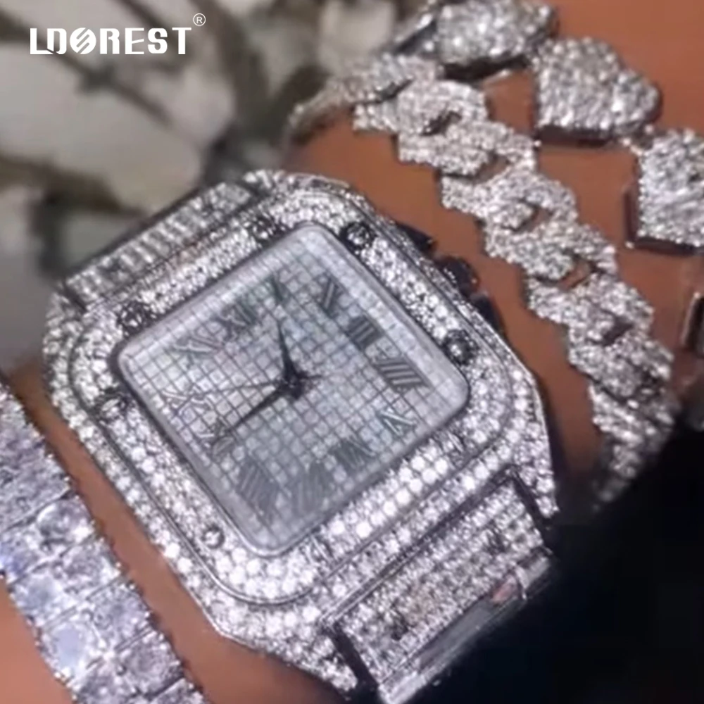 High-Quality-Rhinestone-Paved-Watch-Bracelet-Women-Men-Iced-Out-Quartz ...