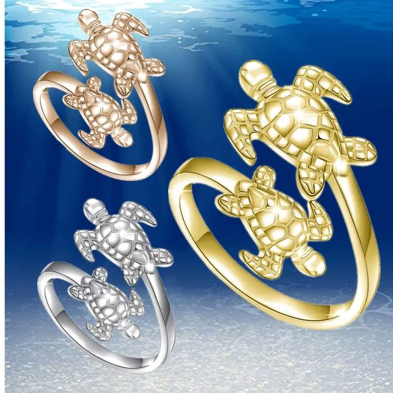 Fashion Creative Jewelry Tricolor Turtle Ring Animal Ring Elegant Women ...