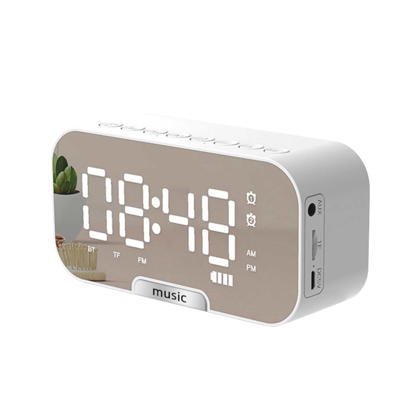 Digital-Mirror-Surface-Alarm-Clock-with-BT-Speaker-FM-Radio-Dual-Alarms ...
