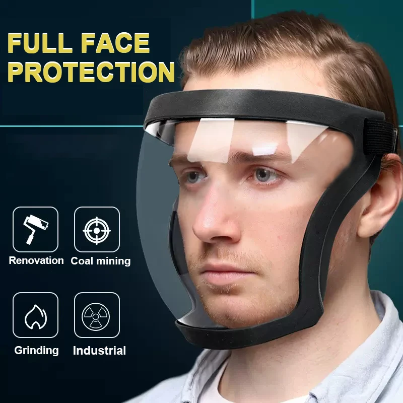 Work-Protection-Mask-Transparent-Full-Faceshield-Reusable-Dustproof ...