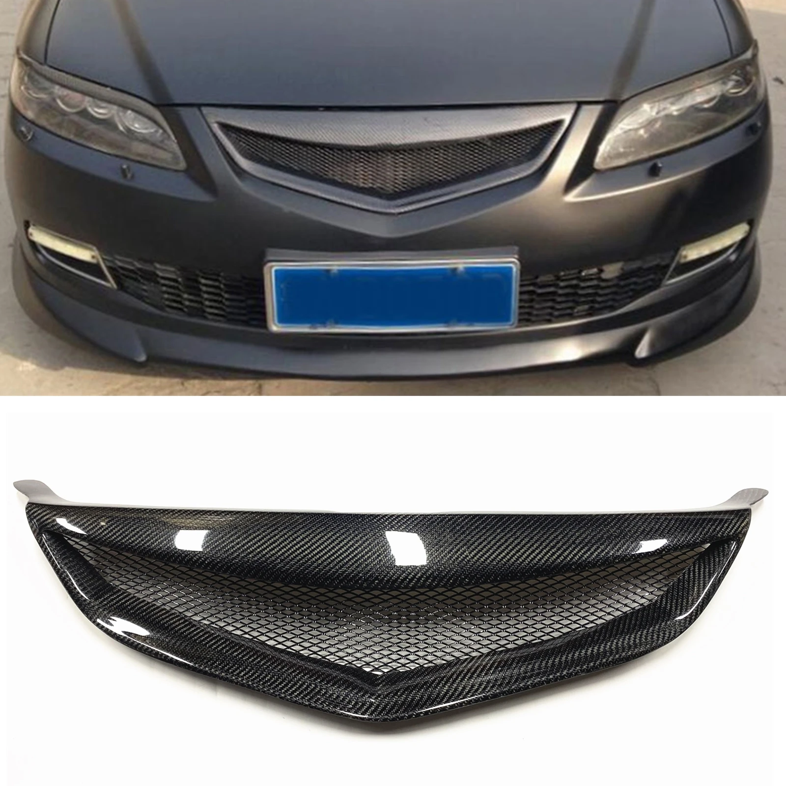 Front Center Grille For Mazda 6 Mazda6 2006 2010 Real Carbon Fiber ...
