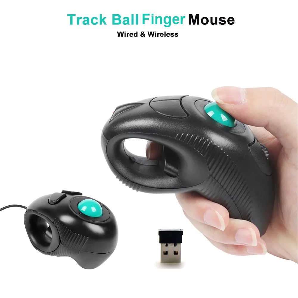Wireless Trackball Mouse 2.4GHz Wired Thumb-Controlled Digital Mause ...