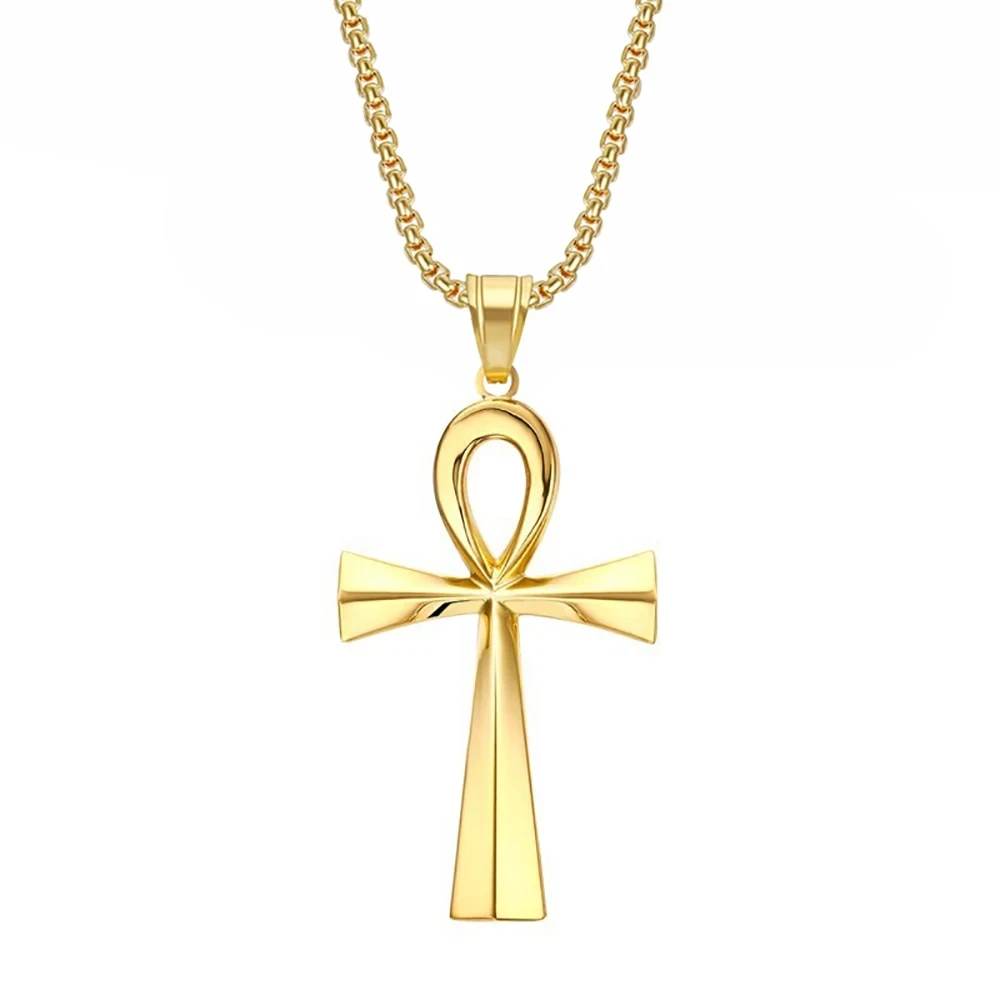 Egyptian Ankh Cross Necklaces Pendants Gold Color Stainless Steel ...