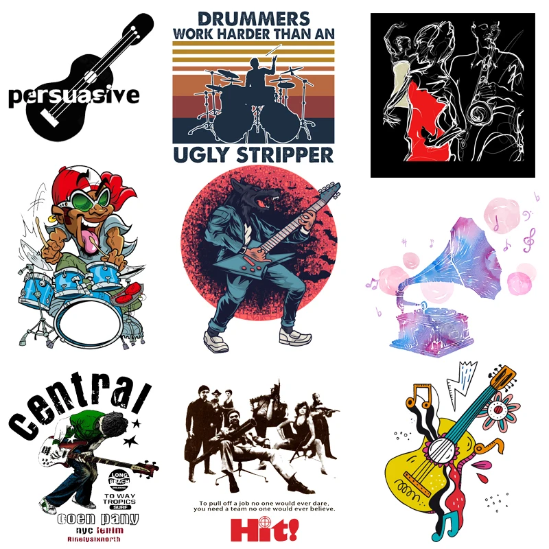 Hippie-Rock-Guitar-Patches-Iron-on-Transfers-for-Clothing ...
