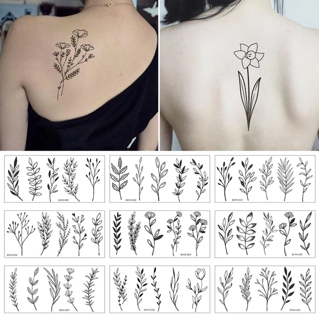 Simple Black And White Flower Tattoo
