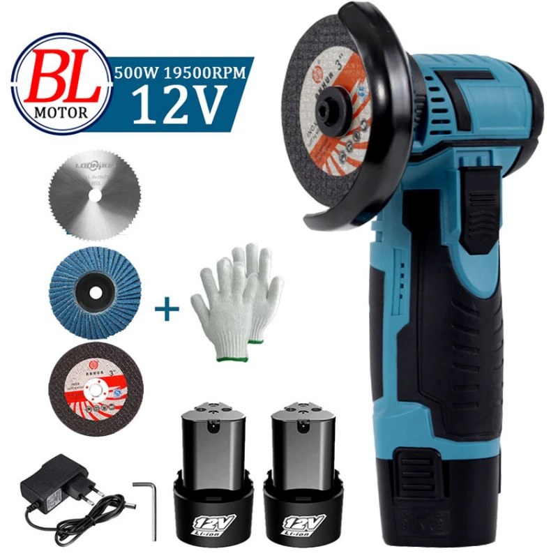 12V Mini Brushless Angle Grinder with Rechargeable Lithium Battery ...
