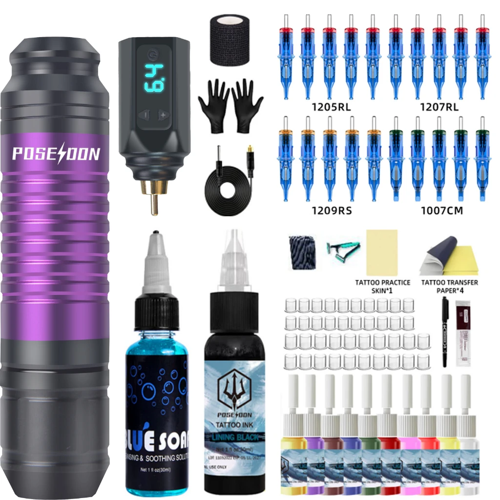 Tattoo-Machine-Kit-POSEIDON-Tattoo-Pen-Kit-Professional-Tattoo-Kit ...