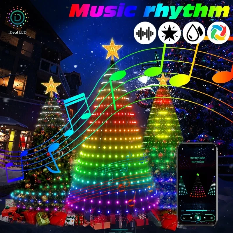 RGB-Christmas-Tree-Toppers-Lights-Xmas-LED-Fairy-String-Lights-App ...