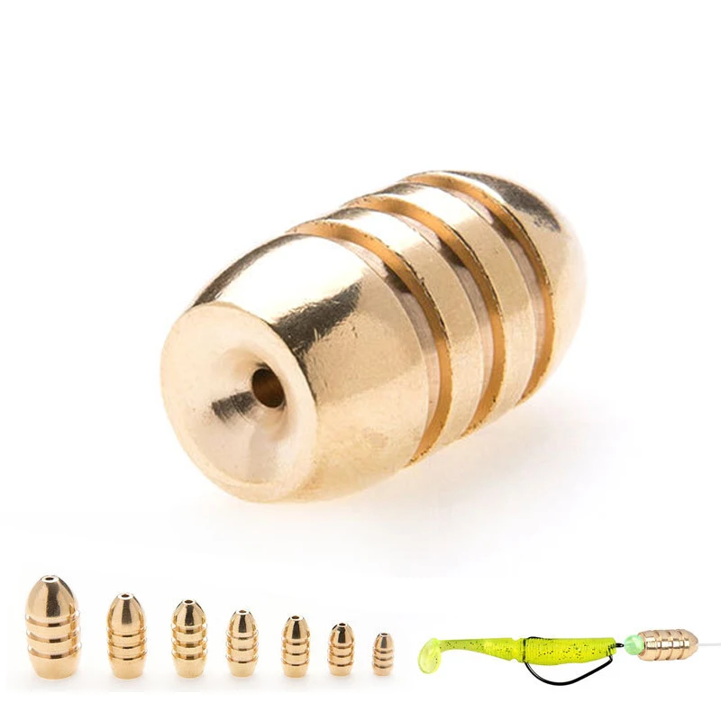 10Pcs-Lot-Fishing-Bullet-Weight-Copper-Sinker-Brass-Weight-Sinker-For ...