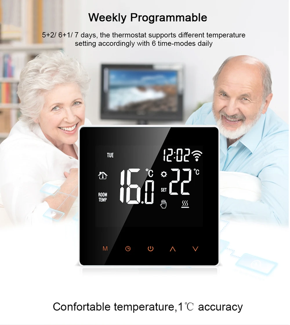 Thermostat Régulateur,Thermostat intelligent WiFi WT81 Tuya,chaudière à eau-gaz électrique ...