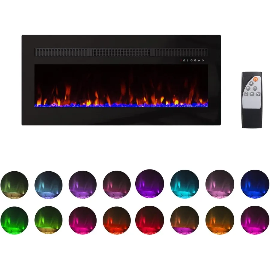 Wall Mounted Electric Fireplace Heater 60 Inch Wide Recessed Design ...