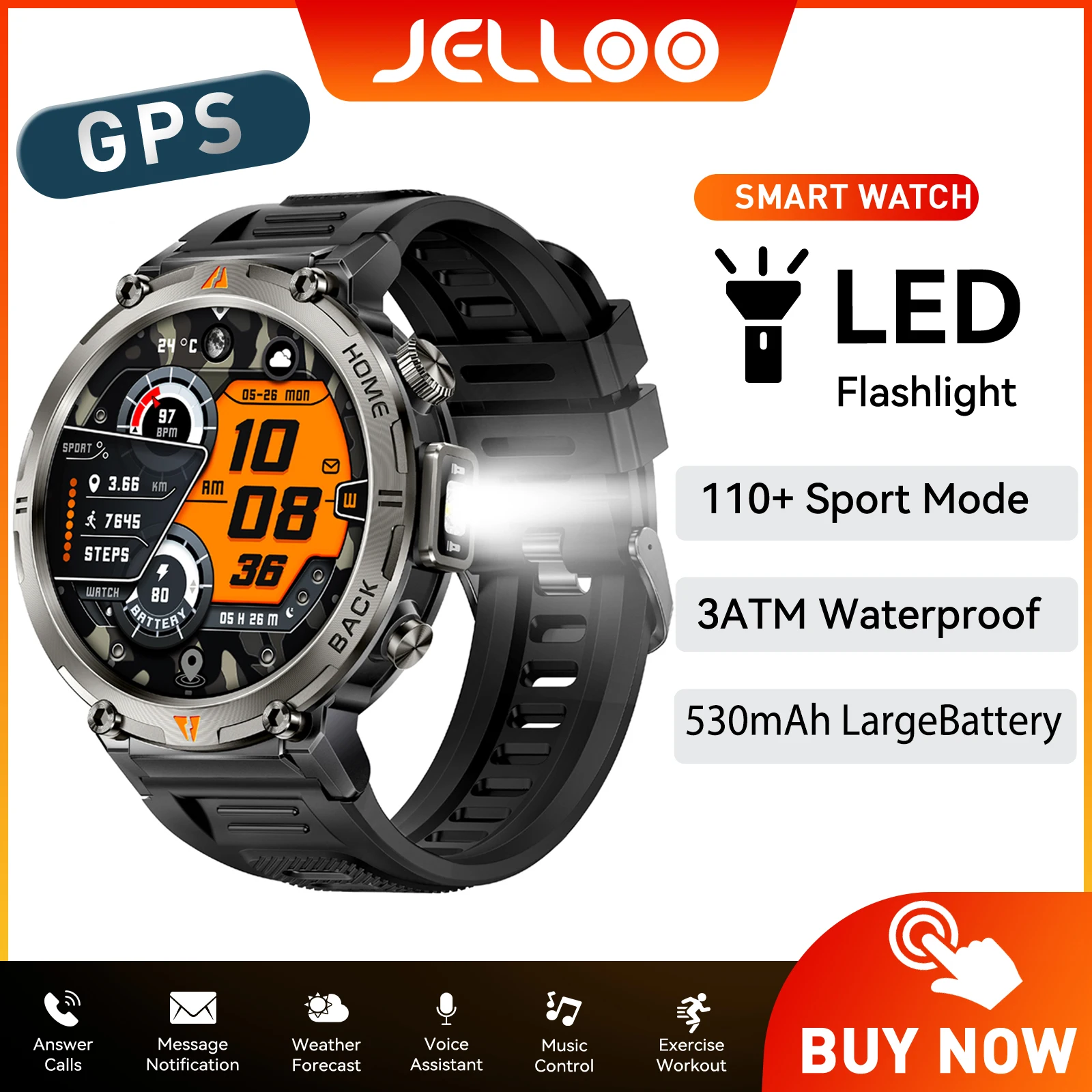JELLOO 2025 New KE3 GPS Smart Watch For Men Original Design Bluetooth ...