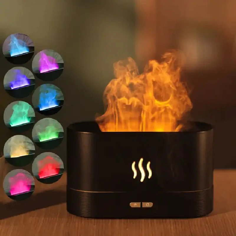 Flame-Air-Humidifier-Essential-Oil-Diffuser-LED-Light-Ultrasonic-USB ...
