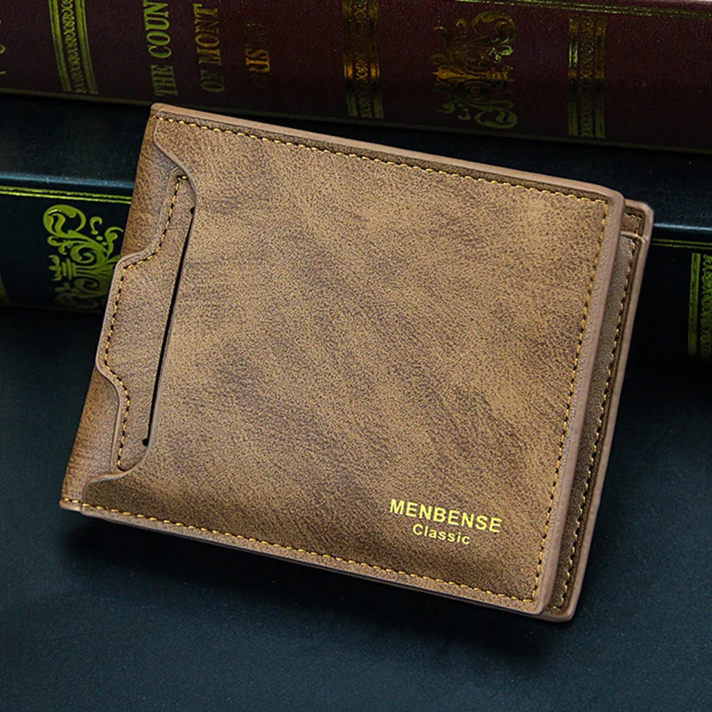 Classic Men's Wallets Vintage PU Leather Wallet Short Foldable Male ...