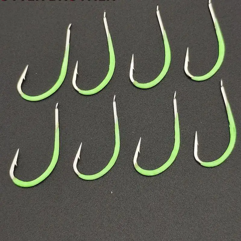 10pcs-lot-Fishing-Luminous-High-Carbon-Steel-Barbed-Hook-9-18-Stainless ...