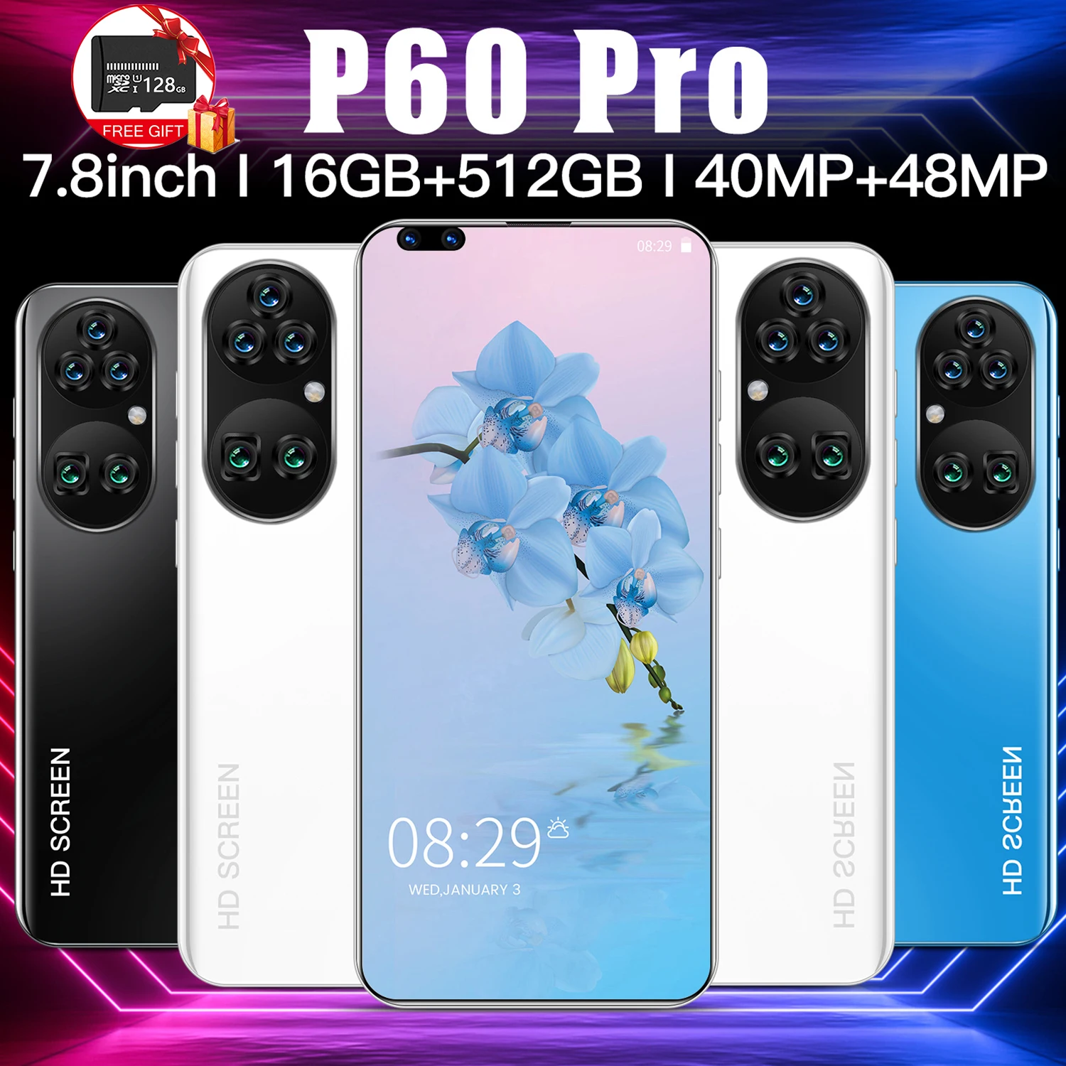 Global Version P60 Pro 7.8 inch Android 11 5G Smartphone 16G RAM 512G ...