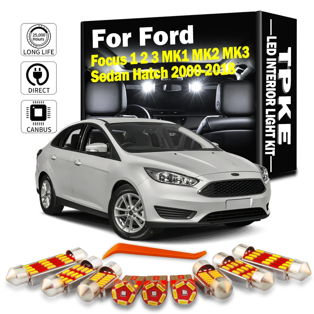 Tpke Canbus Car Led Interior Light Kit For Ford Focus 1 2 3 Mk1 Mk2 Mk3 ...
