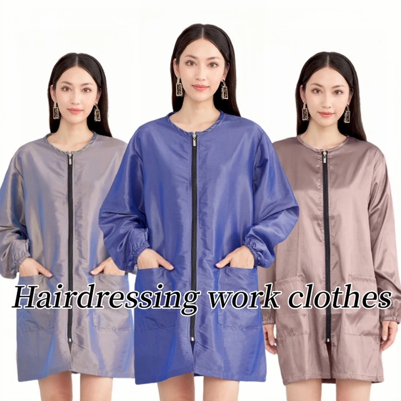 Long-Style-Hair-Salon-Work-Clothes-Barber-Shop-Hairdressing-Uniform-Not ...