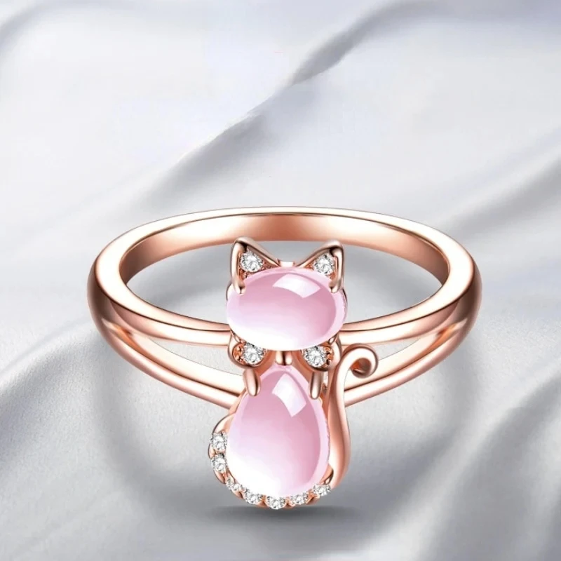 Huitan-Anillo-de-dedo-de-gato-rosa-para-mujer-anillos-de-animales ...