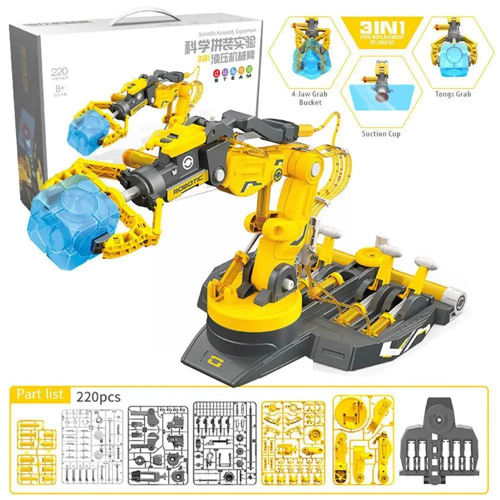 Hydraulic-Mechanical-Arm-Kit-Kids-Building-Assembly-Robot-Toys-1-3 ...