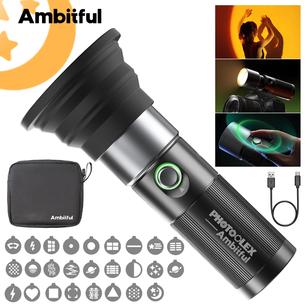 Ambitful-10W-Flashlight-Four-Color-Projection-Light-Built-in-8400mAh ...
