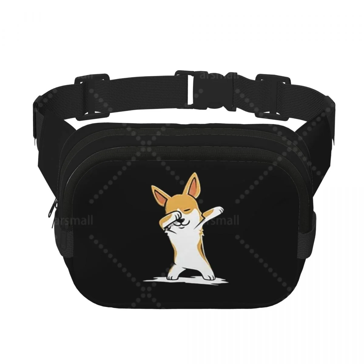 Corgi Dabbing Dog Bolso cuadrado de doble capa Riñonera cruzada con ...