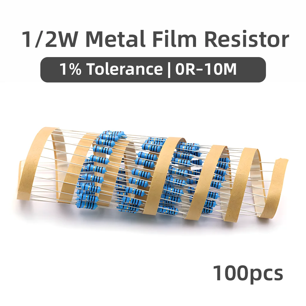100pcs 1/2W Metal Film Resistor 1 1.2 1.5 10 12 15 100 120 150 R K Ohm ...