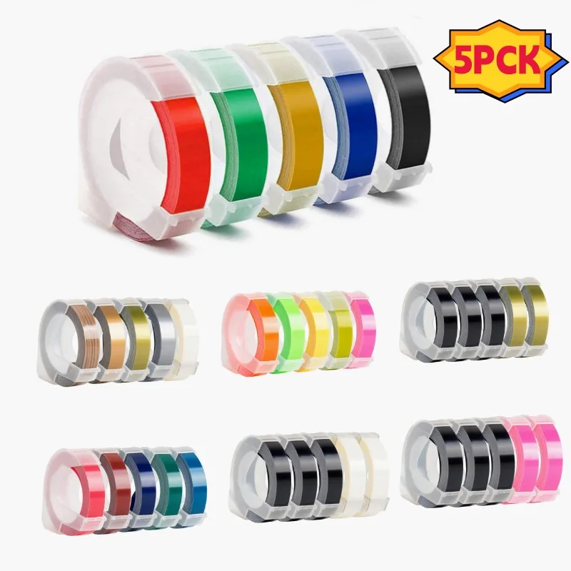5pcs-Lot-6mm-3D-Embossing-Label-Tape-Compatible-For-DYMO-1540-1610-1880 ...