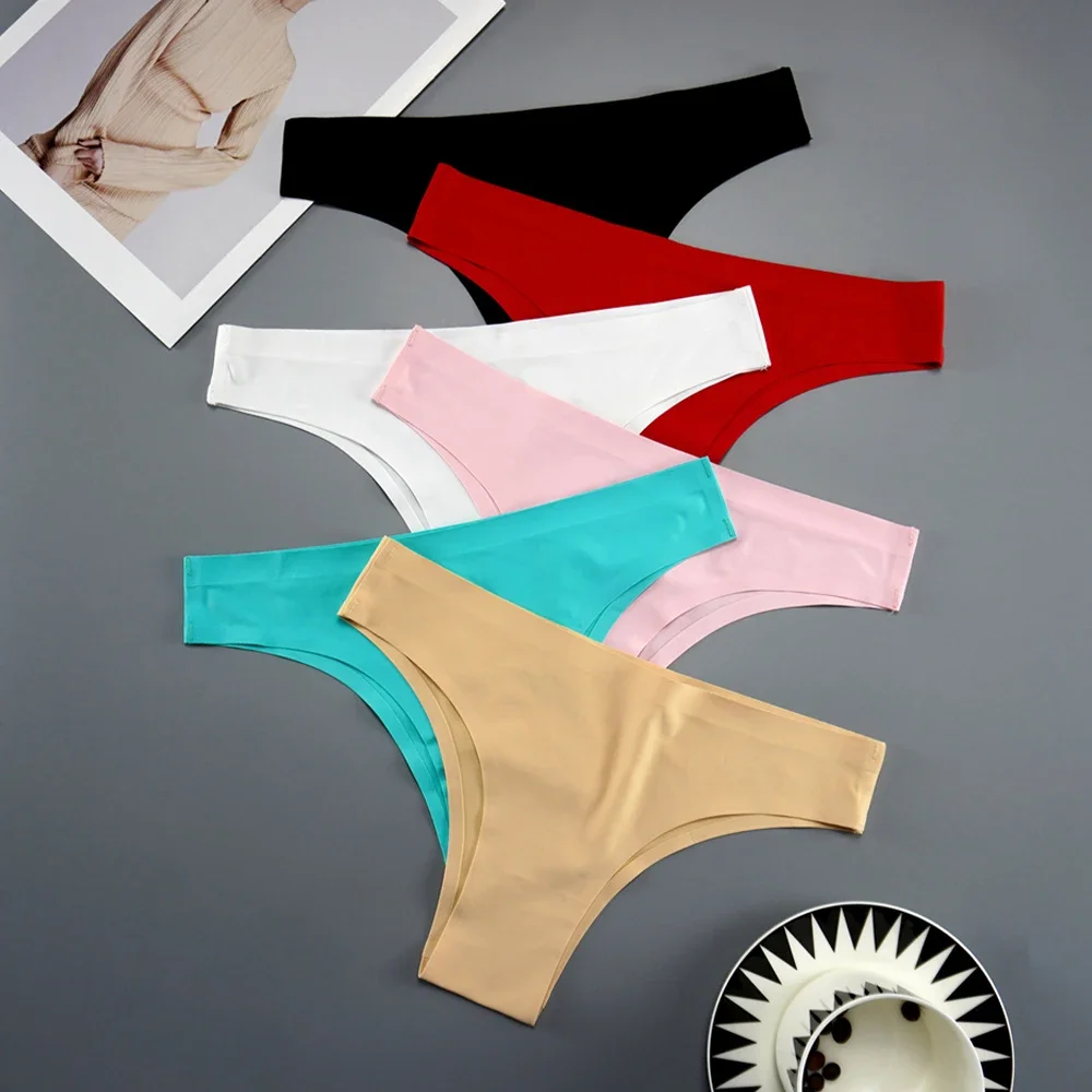 6PCS-High-Quality-Ice-Silk-Thong-Women-Seamless-G-String-Comfort-Solid ...