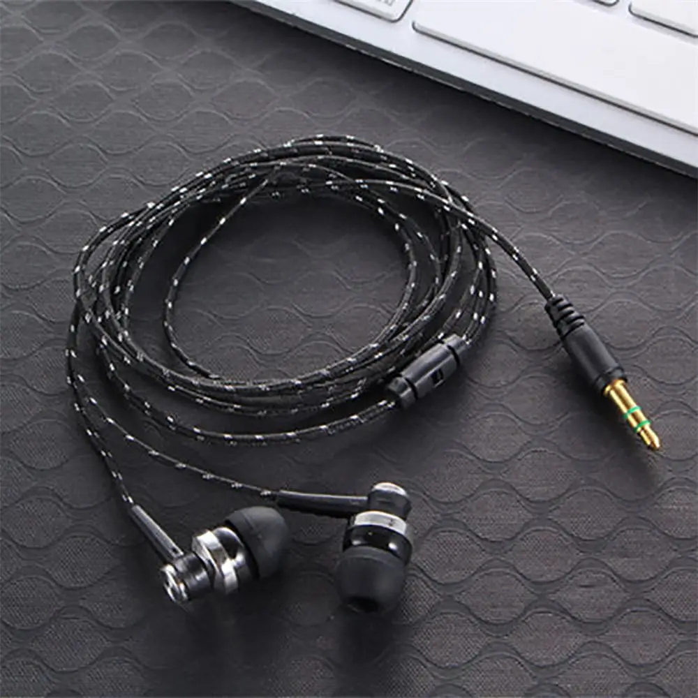 Wired-Earphone-Brand-New-Stereo-In-Ear-3-5mm-Metal-Weave-Cable-Earphone ...