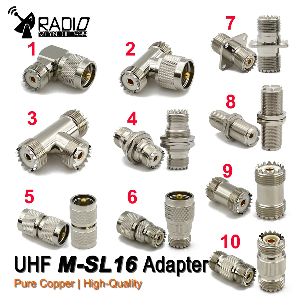 UHF M SL16 Adapter PL259 UHF Male to UHF Female SO239 SO-239 RF Cable ...