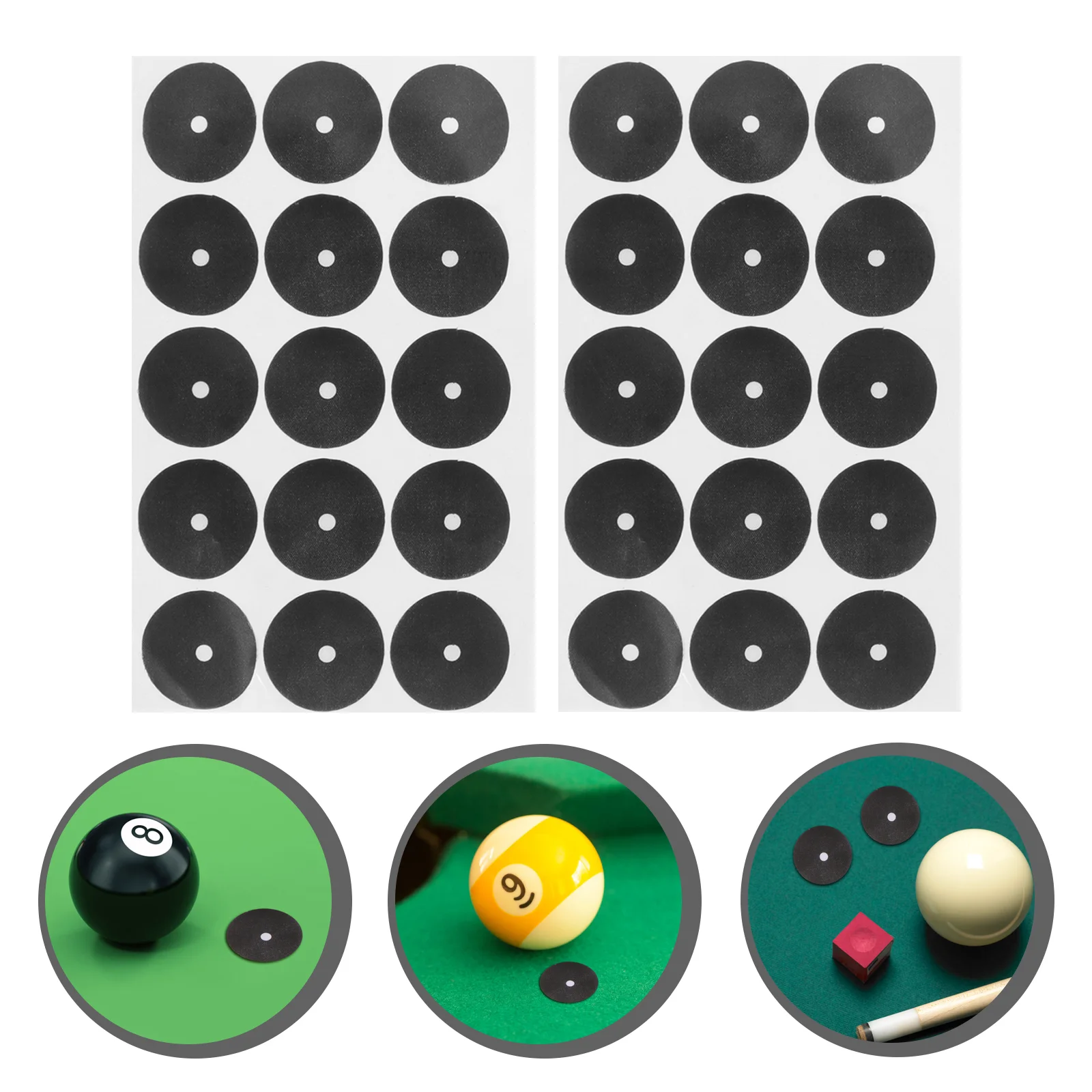 2 Sheets Billiards Accessories Pool Table Spots Black Dot Stickers ...