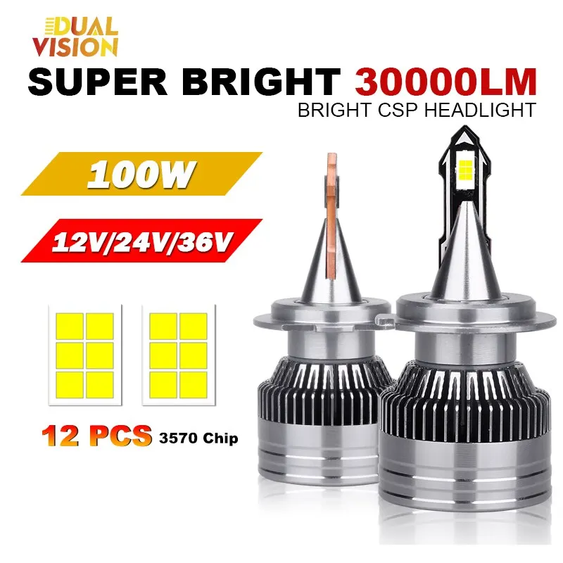 LED 캔버스 9005 HB3 9006 HB4, 30000LM, 100W, 모토 자동 헤드라이트 전구, LED 9012 ...