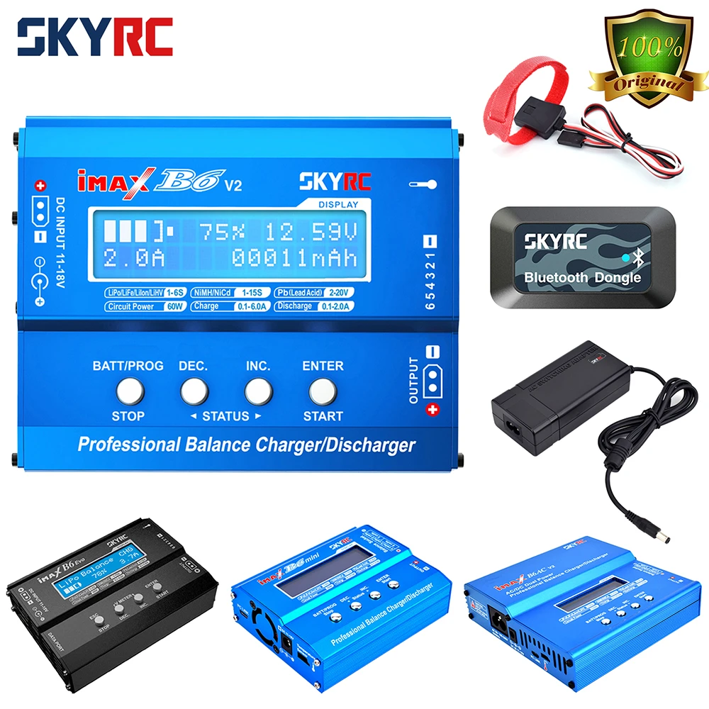 SKYRC Lipo 충전기 IMAX B6 EVO B6 V2 B6 미니 B6AC V2 밸런스 배터리 충전기 방전기, 어댑터 온도 ...