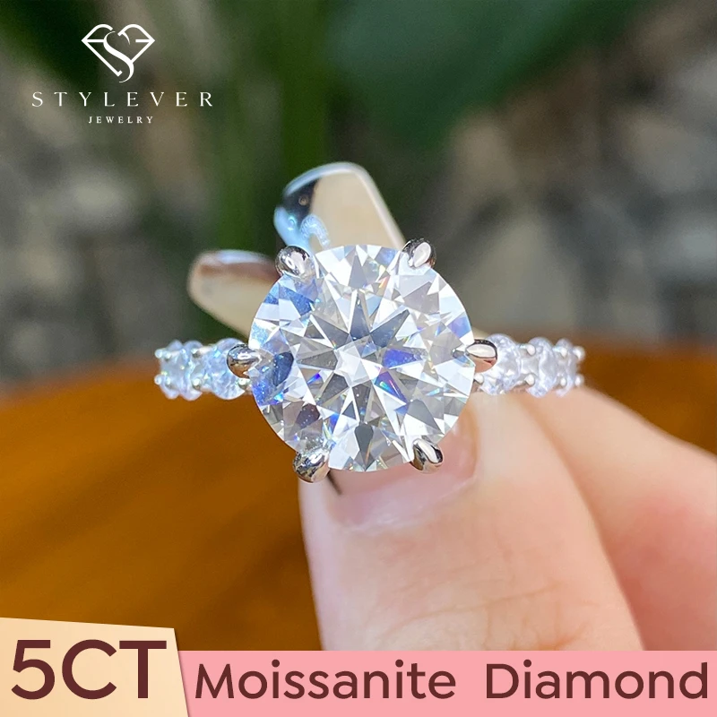 Stylevel Elegant Real 5CT Big Moissanite Diamond Dating Engagement ...