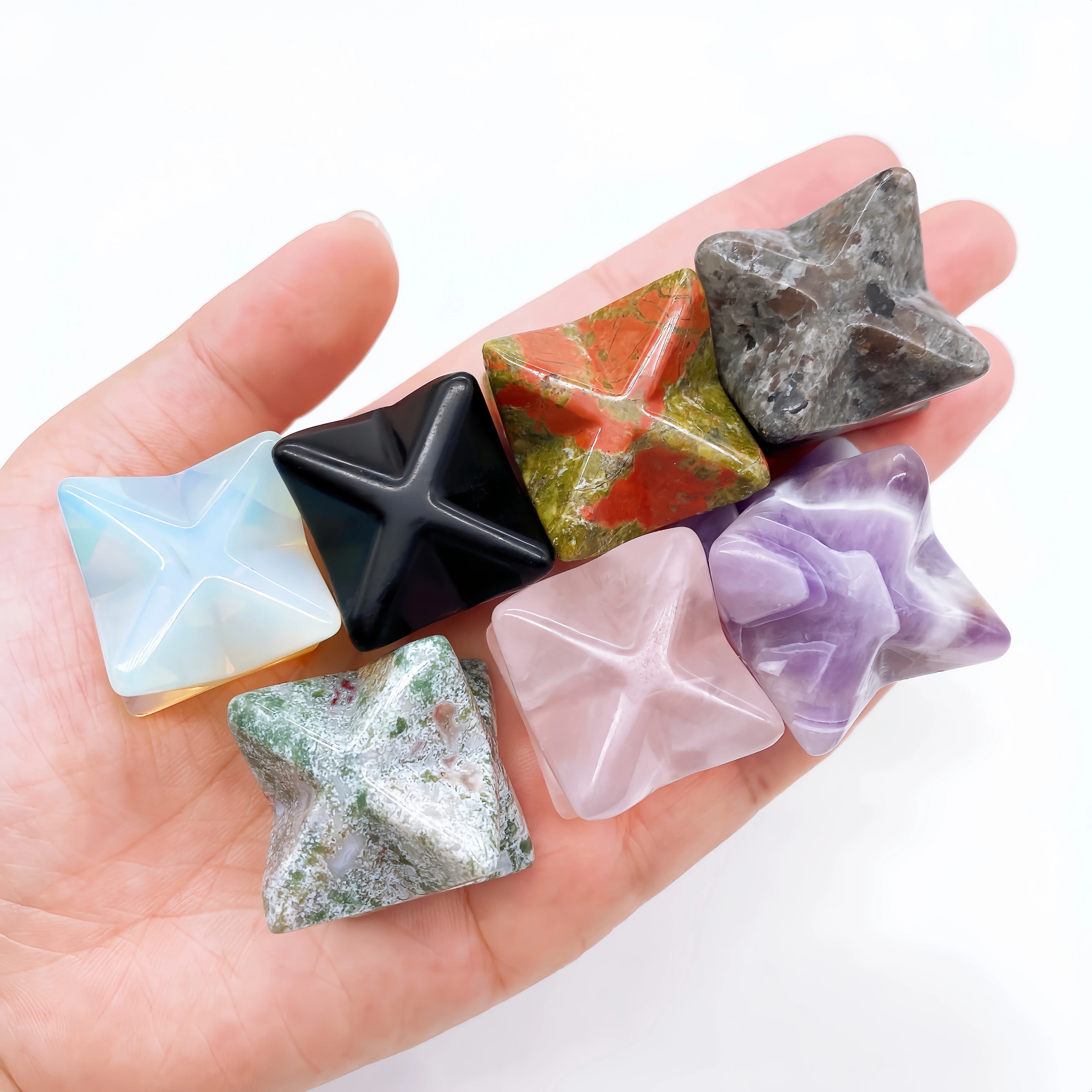 25*40mm Crystal Merkaba Star Natural Chakra Quartz Stone Wiccan Reiki ...