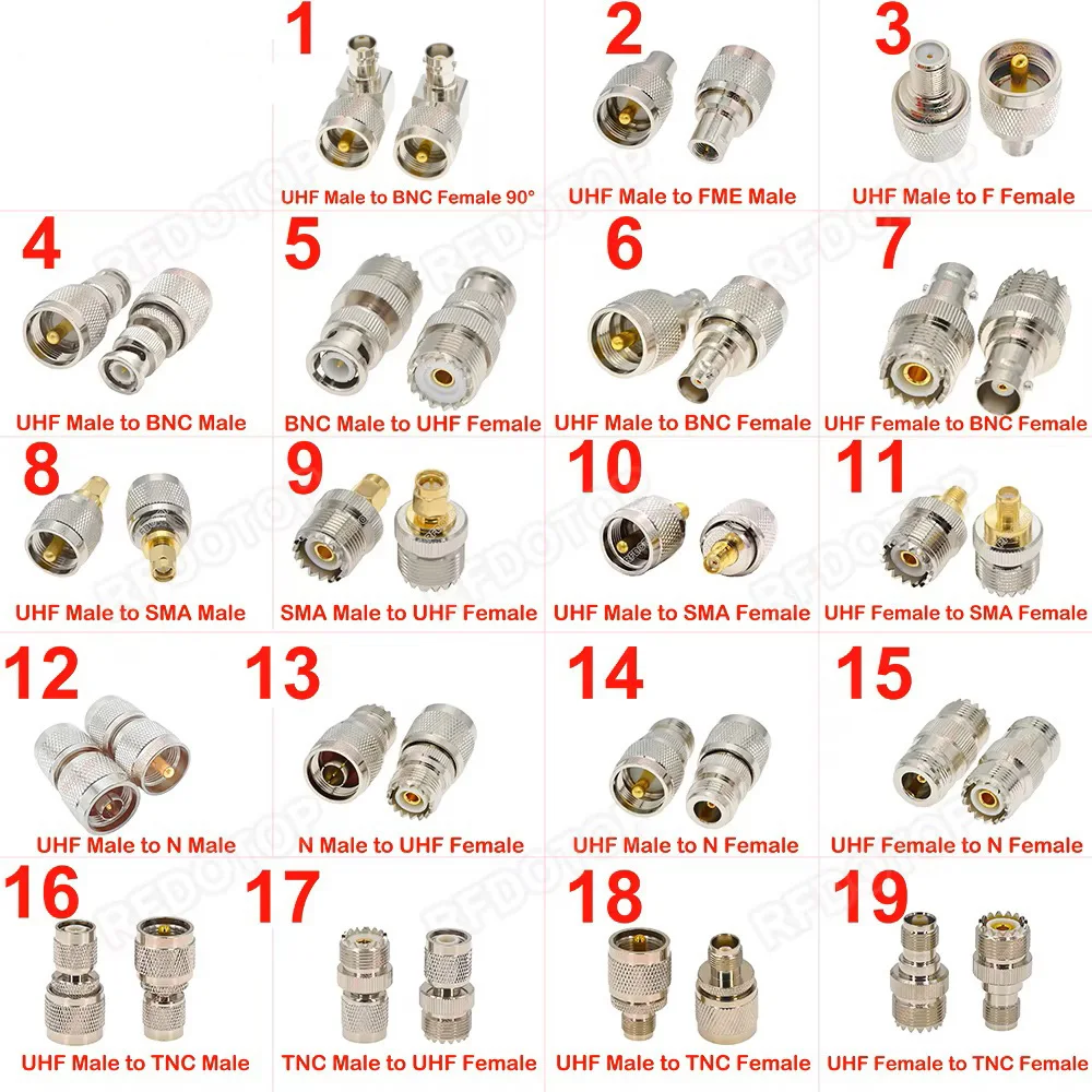 1PCS UHF SO239 PL259 Conector SL16 UHF SO-239 PL-259 Male Female to SMA ...