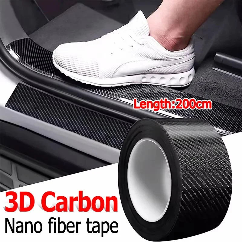 200cm 3D Carbon Nano Fiber Tape Car Bumper Door Guard Protection Film ...
