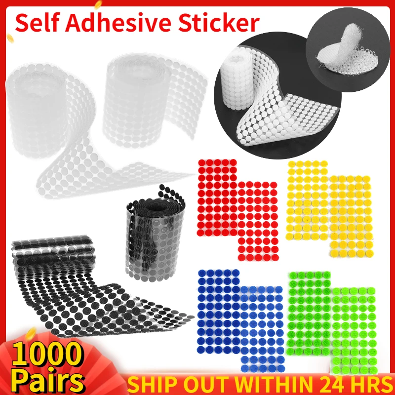 1000 Pairs Self Adhesive Fastener Tape Hook Dots Sticker Nylon Sticky ...
