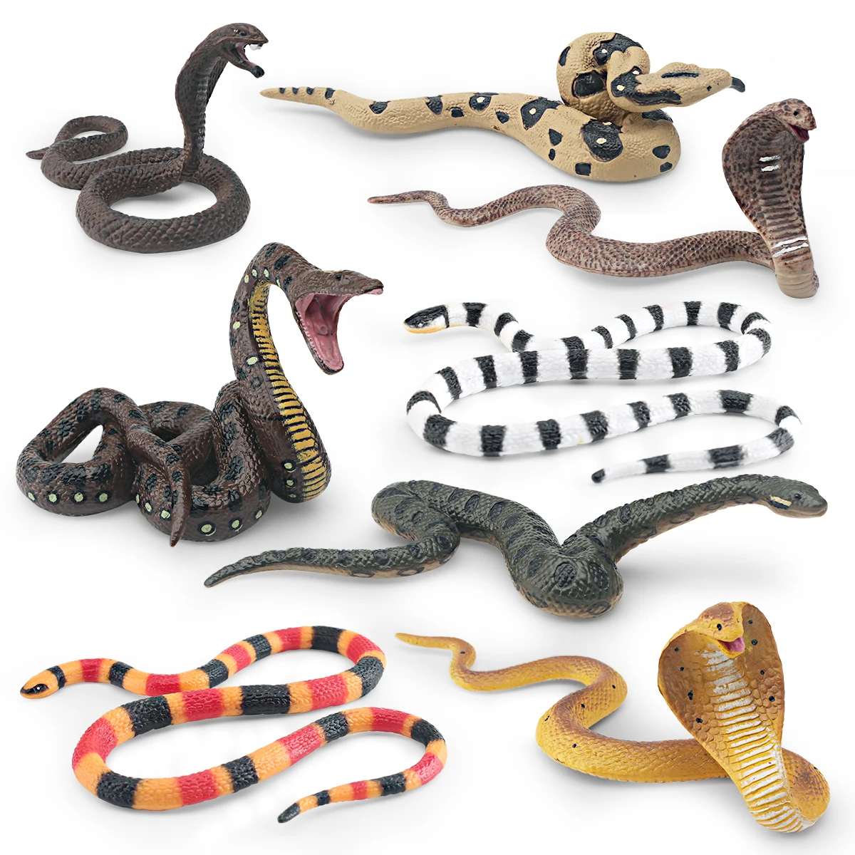 Simulated-wild-reptile-cobra-python-green-forest-python-coral-snake ...